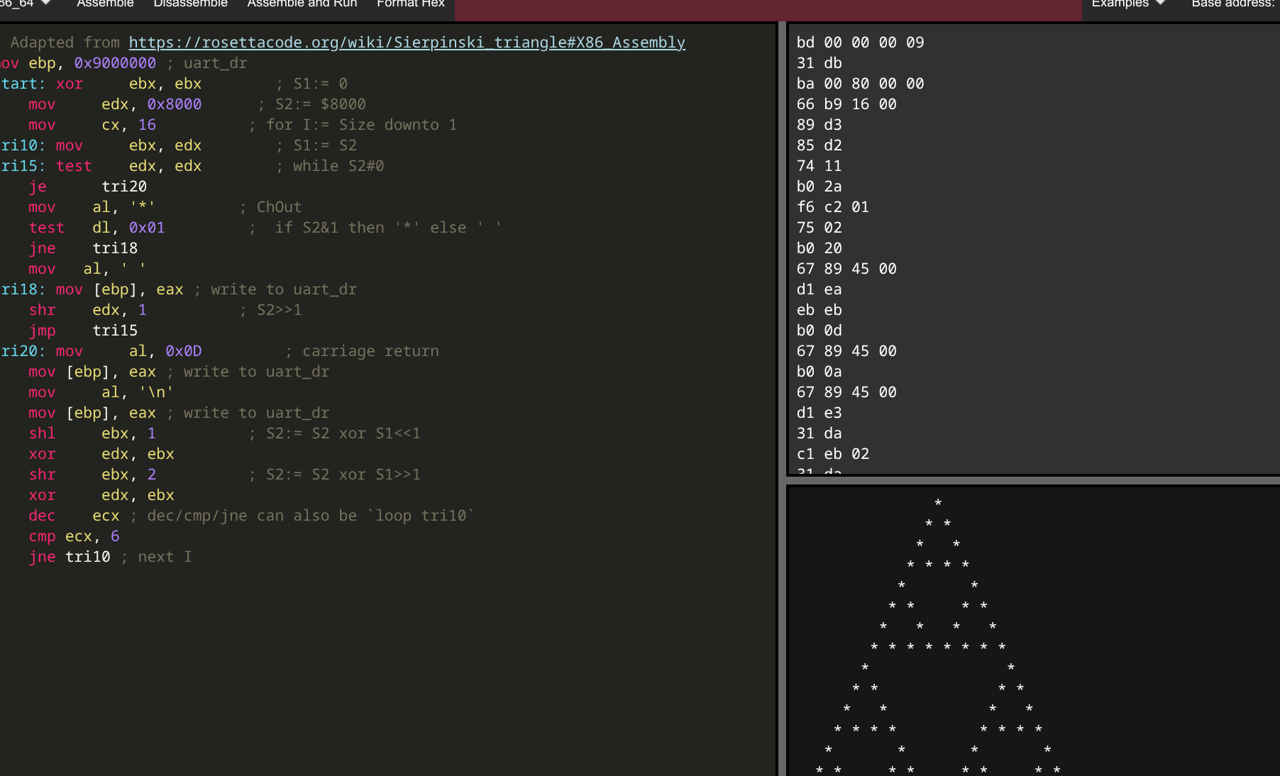 Ret - Online x86 Assembler and Disassembler